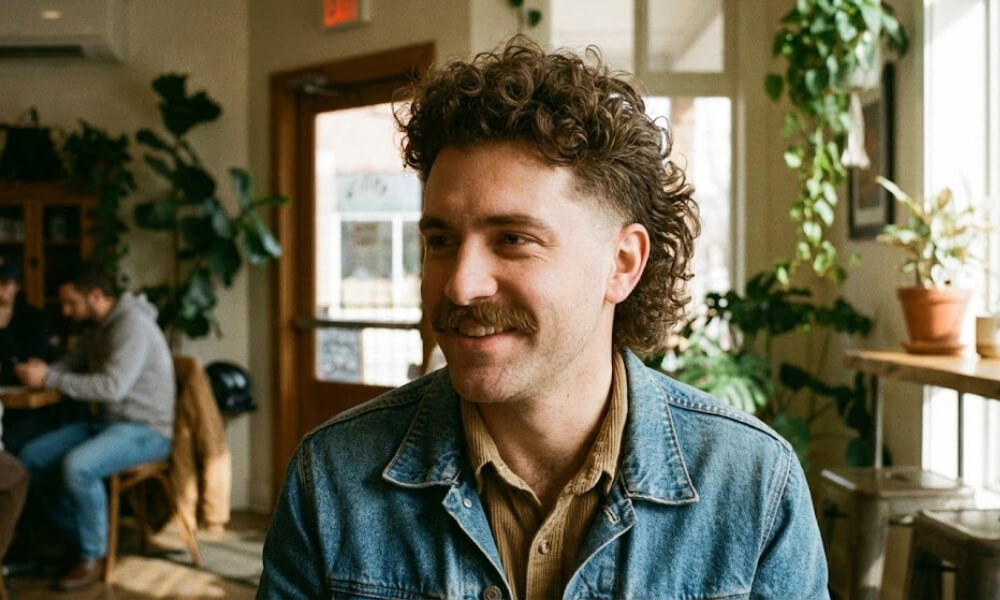 Mid Taper Mullet Curly Hair + Mustache Combo: Should You Try It ...
